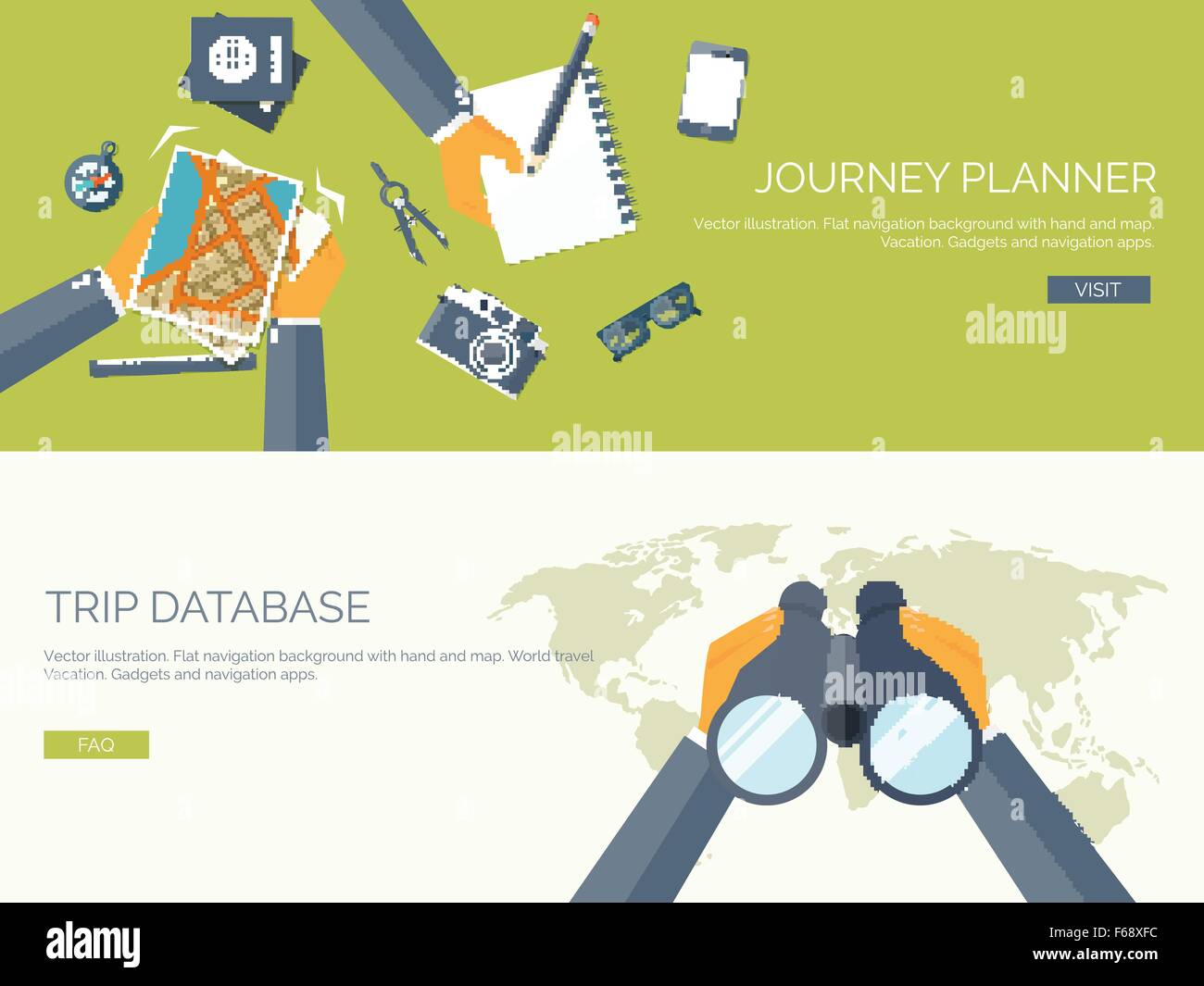 Vector illustration. Flat backgrounds set. Navigation , travelling. Map ...