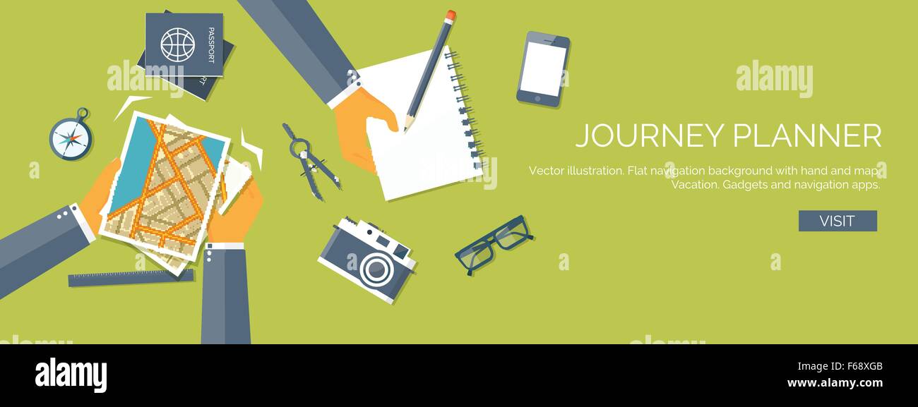 Vector illustration. Flat header. Navigation , travelling. Map pointer ...