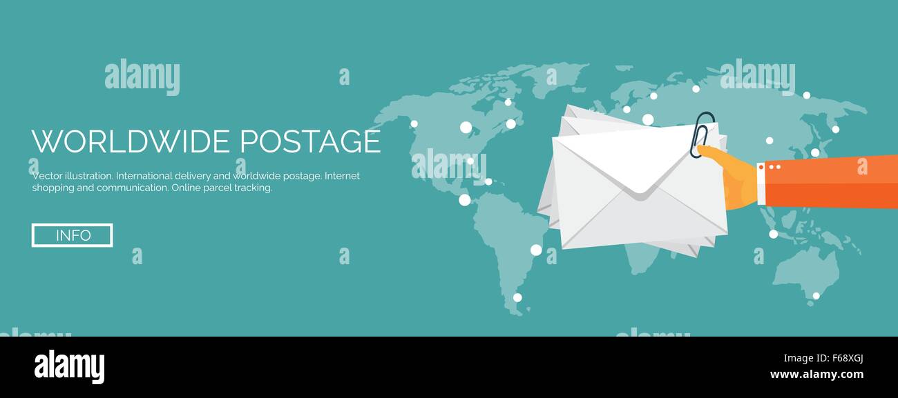 Vector illustration. Flat header. International delivery , worldwide ...