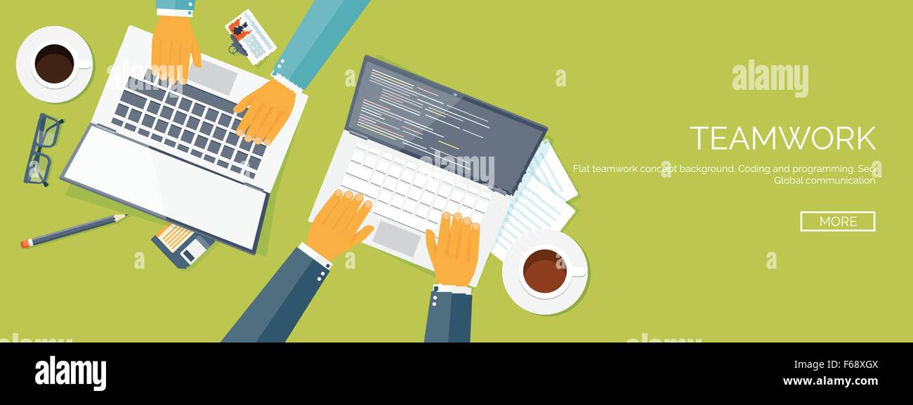 Vector illustration. Flat header. Teamwork. Smart solutions ...