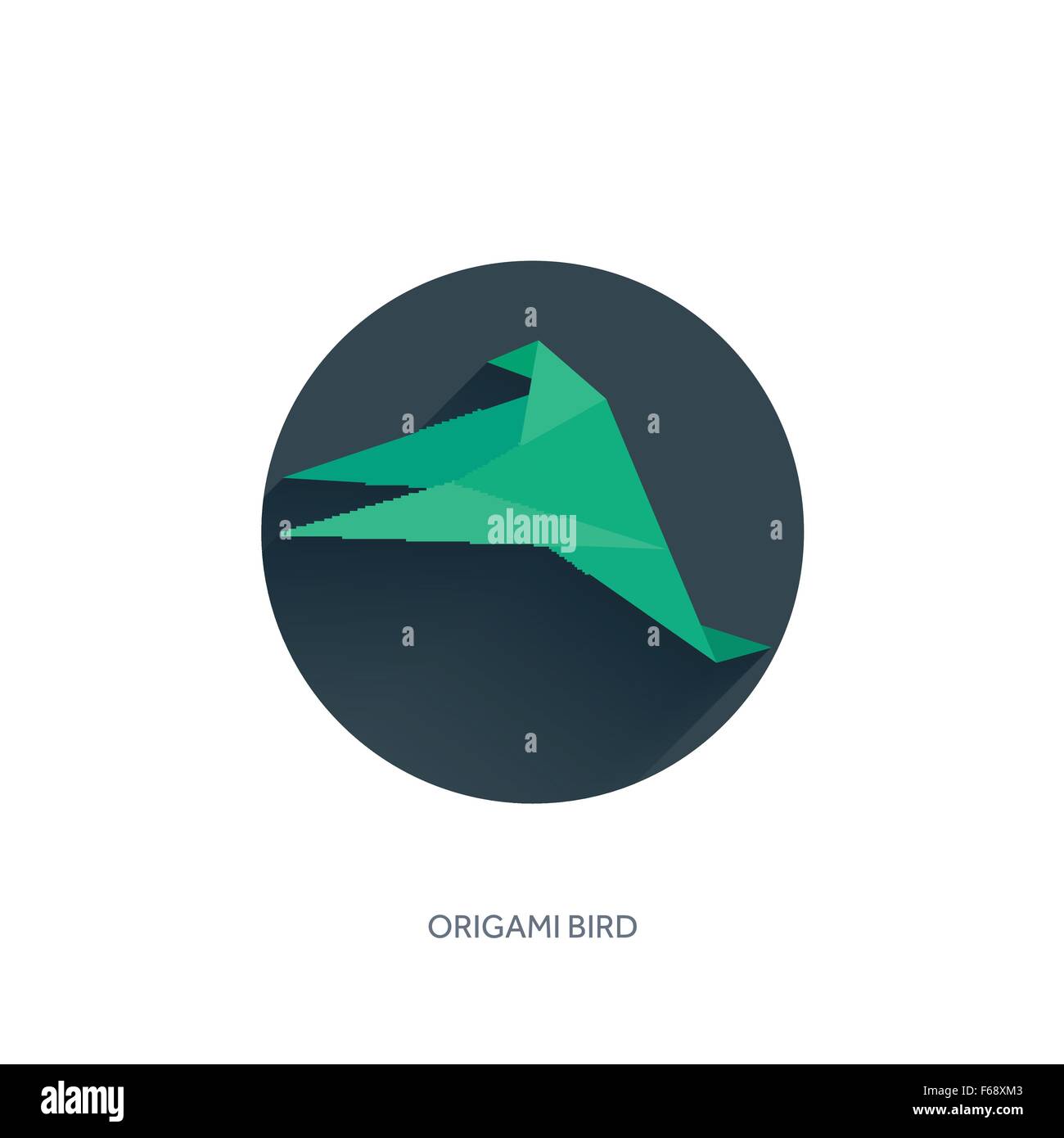 Origami flat paper bird on abstract round background with shadow Stock ...