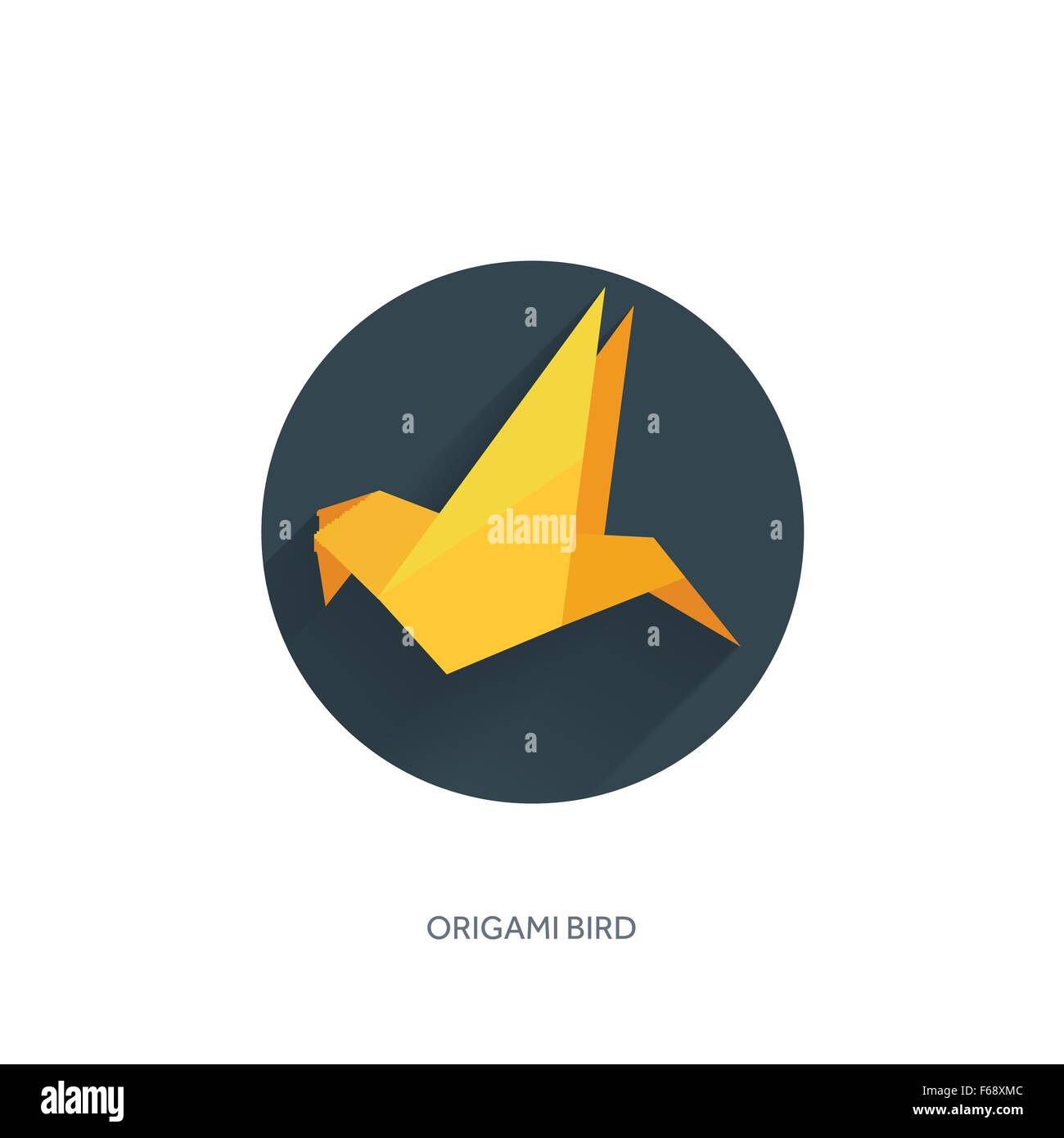 Origami flat paper bird on abstract round background with shadow Stock ...