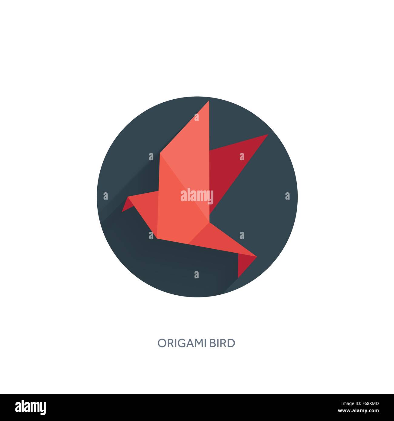 Origami flat paper bird on abstract round background with shadow Stock ...