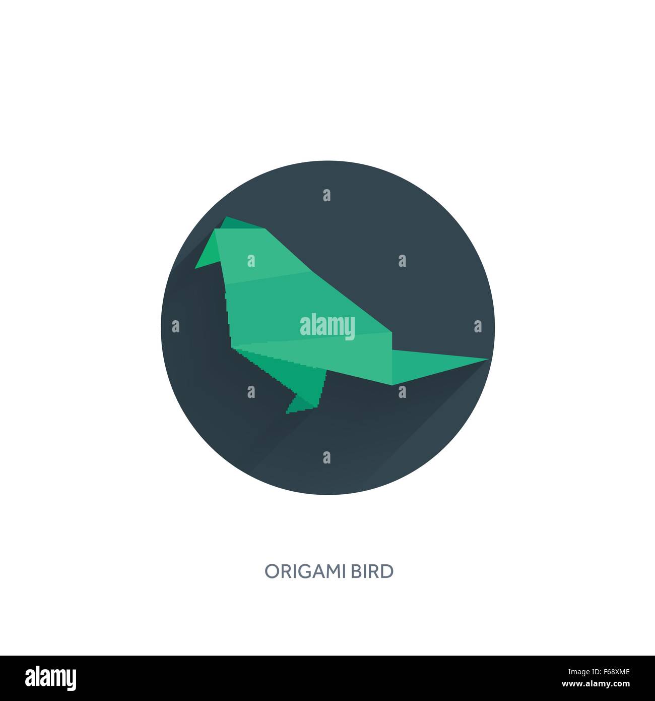 Origami flat paper bird on abstract round background with shadow Stock ...