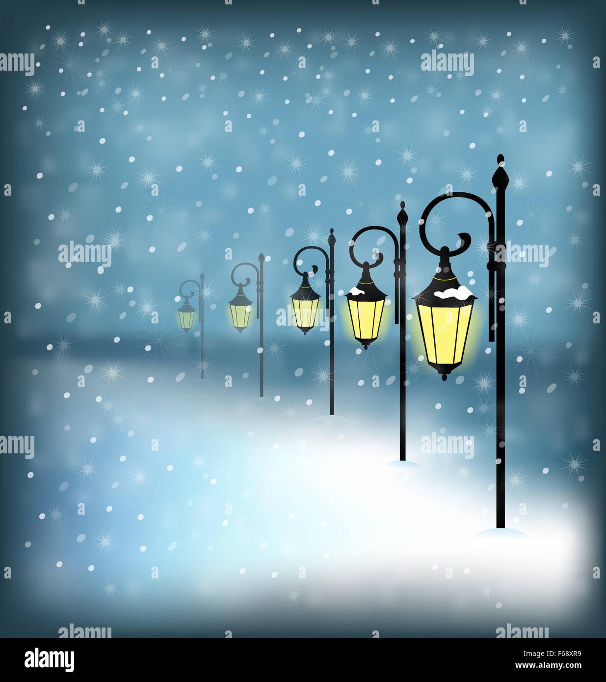Street lamp winter snowfall Stock Vector Images - Alamy