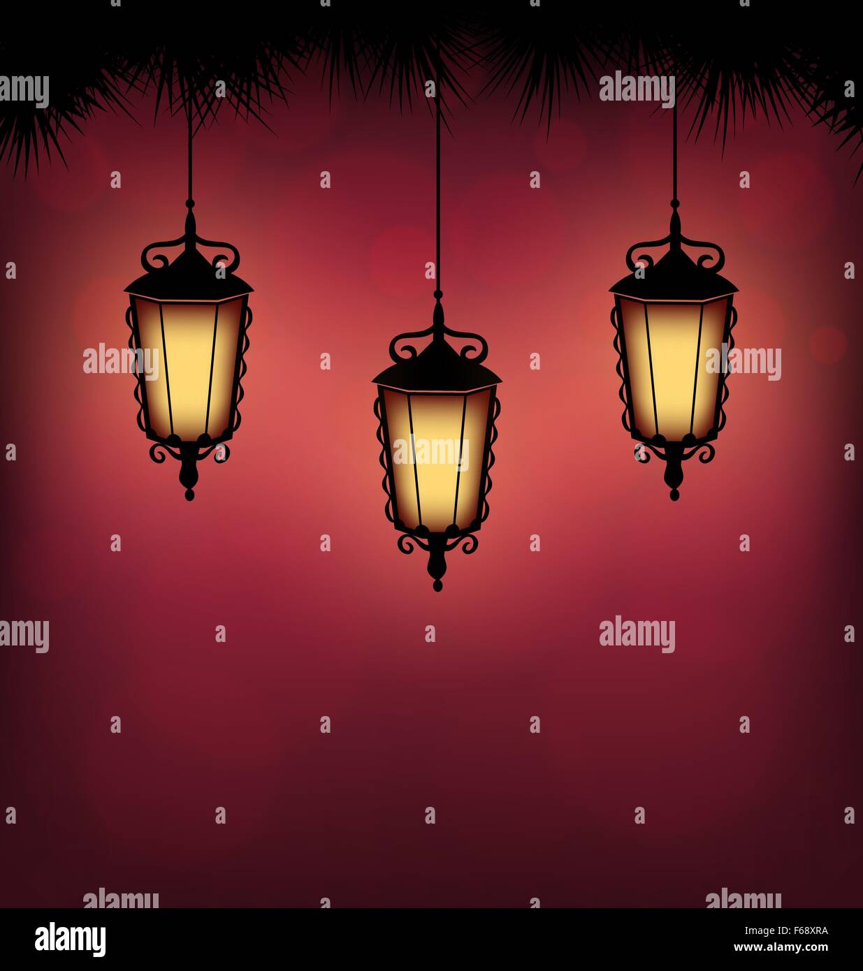 Vintage lanterns on old Stock Vector Images - Alamy