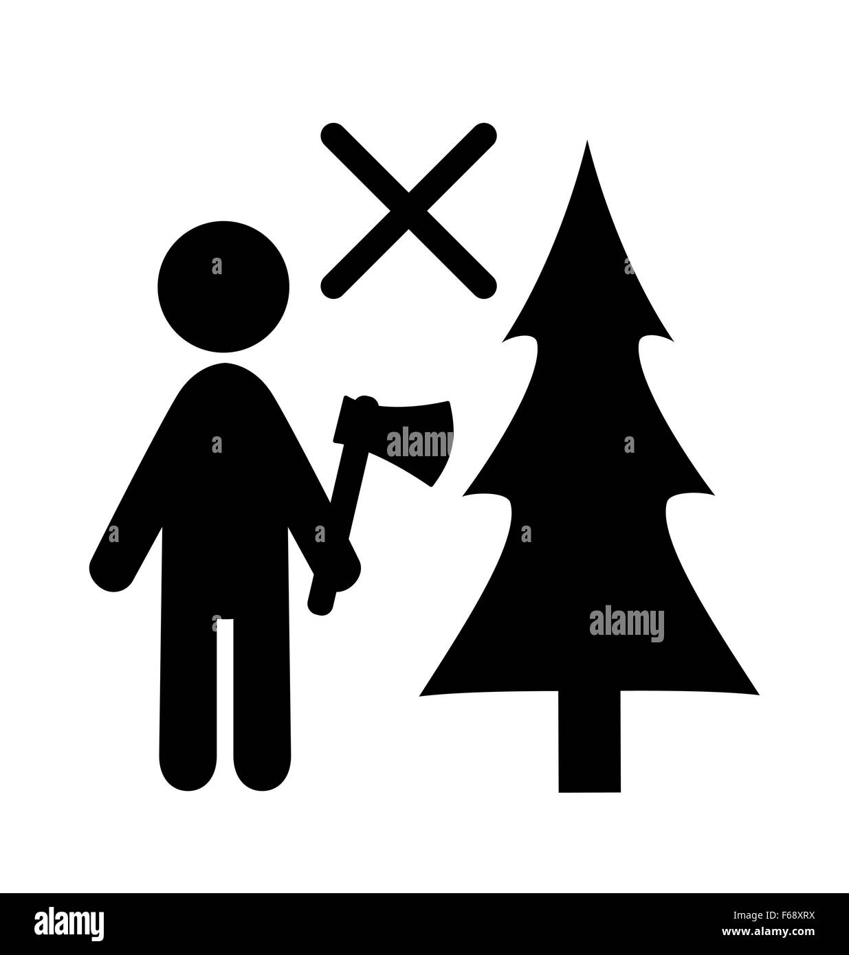 Winter Attention Do Not Chop Christmas Tree Flat Black Pictogram Stock ...