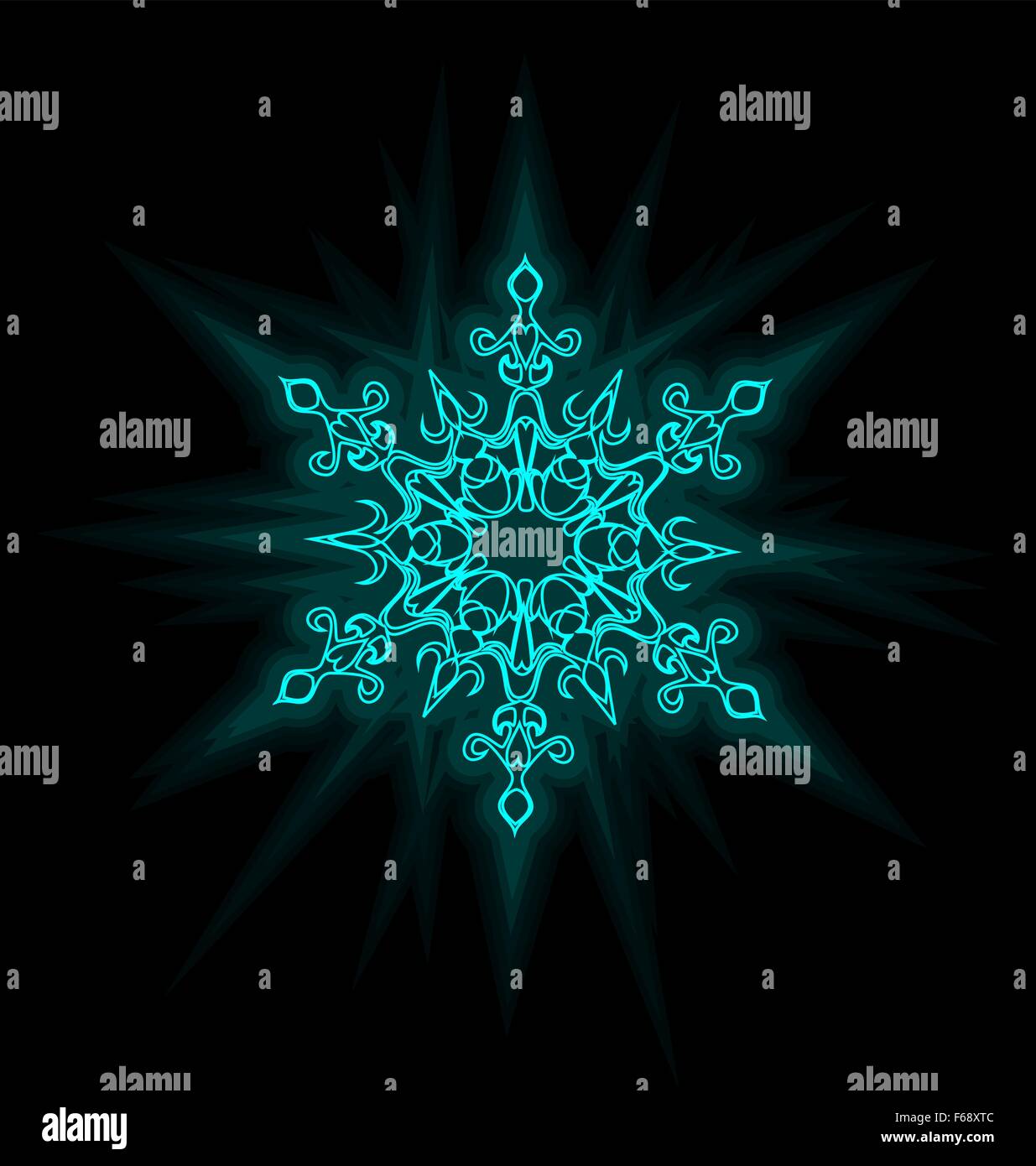 Self-illuminated cyan snowflake isolated on black Stock Vector Image ...