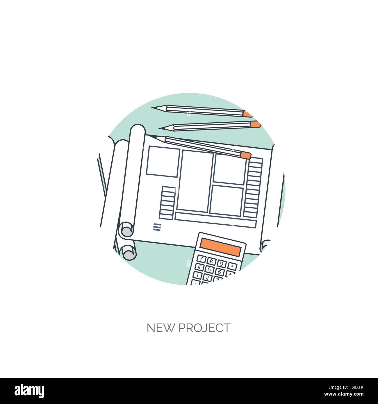 Vector illustration. Flat architectural project. Teamwork. Building and ...