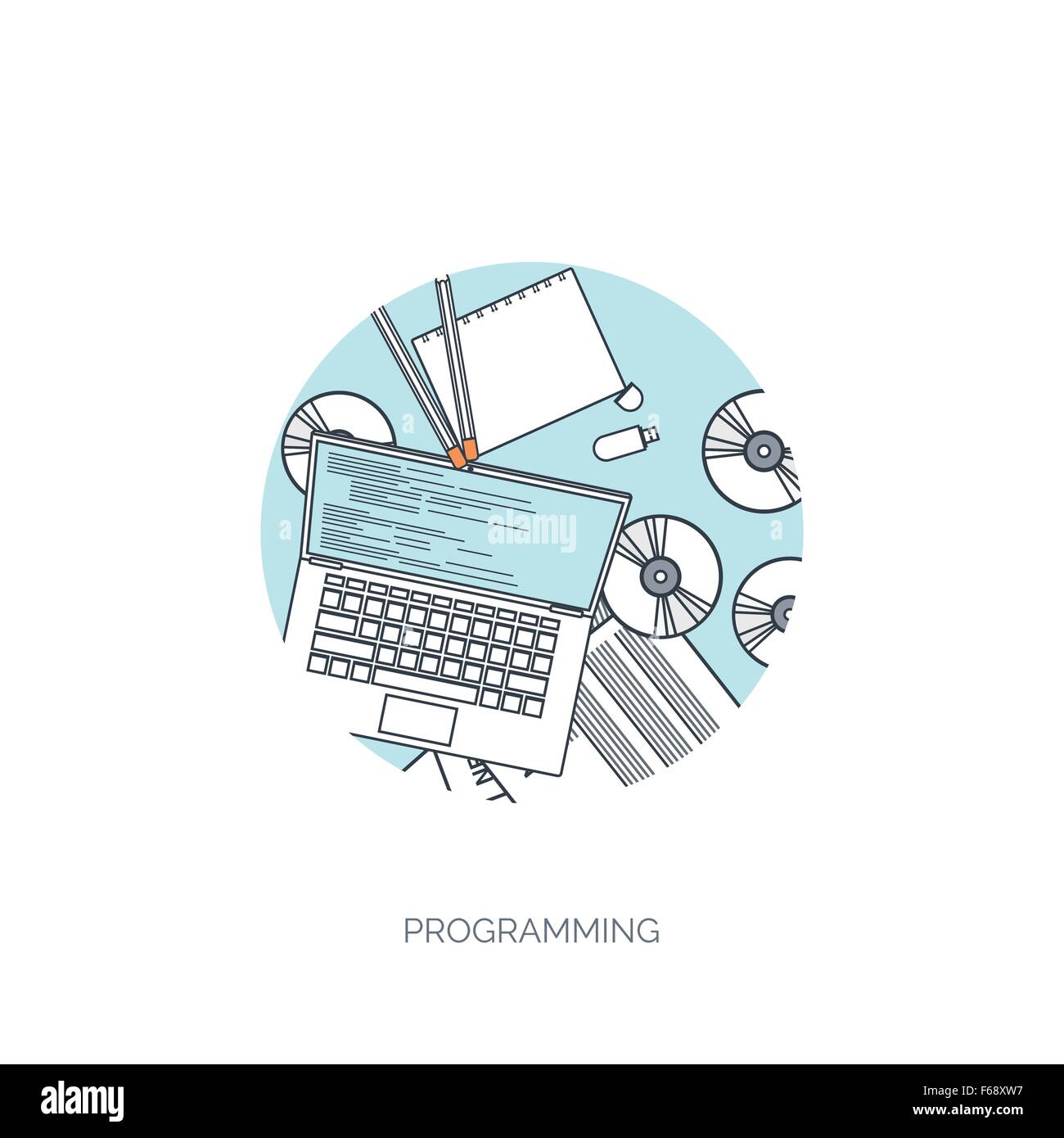 Vector illustration. Flat background. Coding, programming. SEO. Search ...