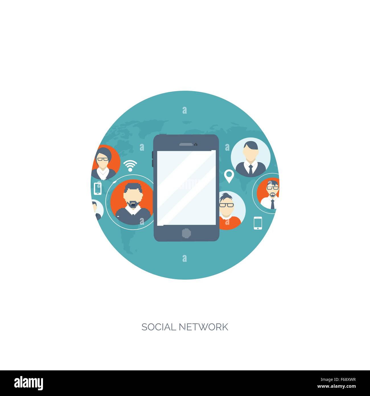 Vector illustration. Global communication. Social network ,chatting ...