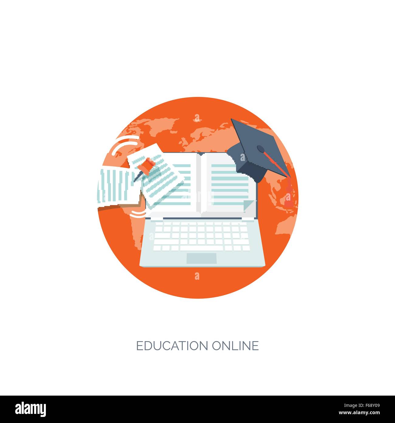 Vector illustration. Flat backgrounds set. Distance education ,learning ...