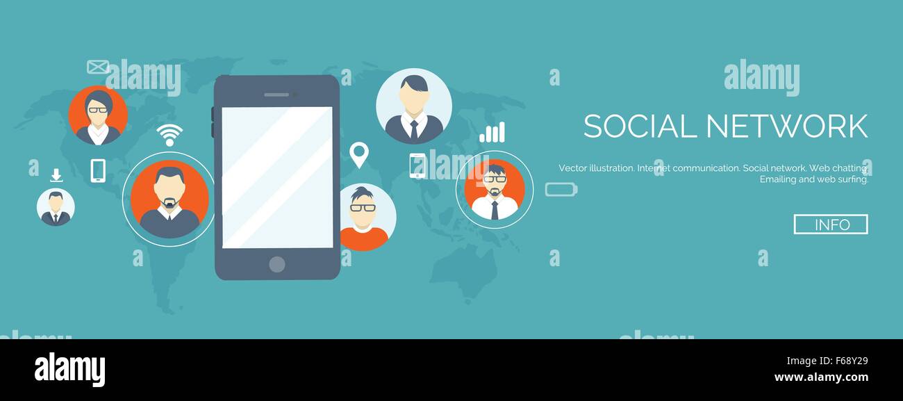 Vector illustration. Flat header. Business communication ...