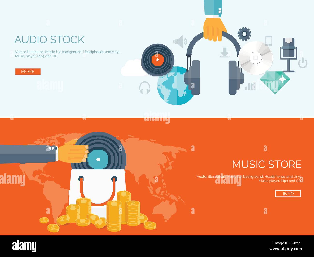 Vector illustration. Flat background. Music.production. Show business ...
