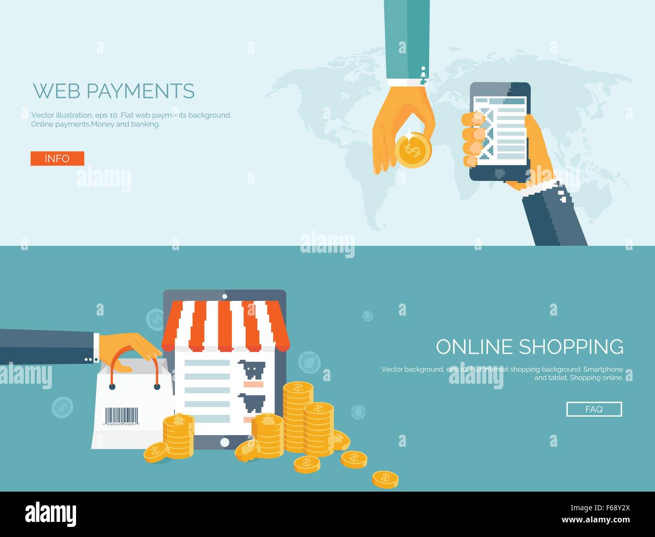 Vector illustration flat header shopping hi-res stock photography and ...