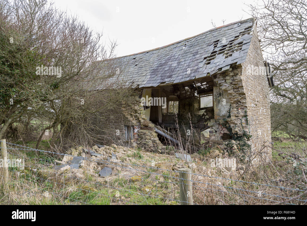 Derelict cottages in the abandoned and derelict ghost village of ...