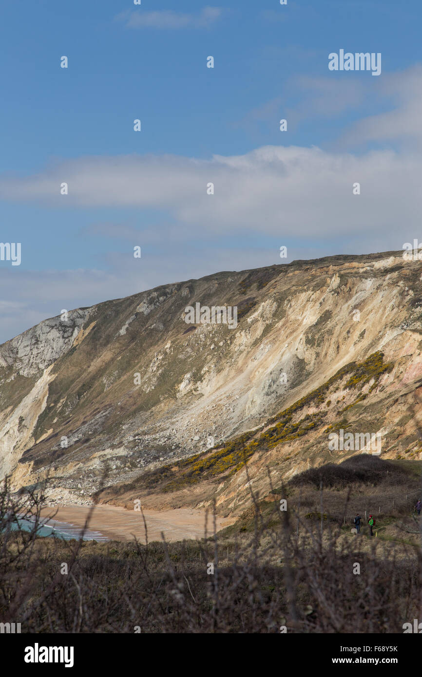 Worbarrow Bay on the Lulworth Ranges and close to the abandoned and ...