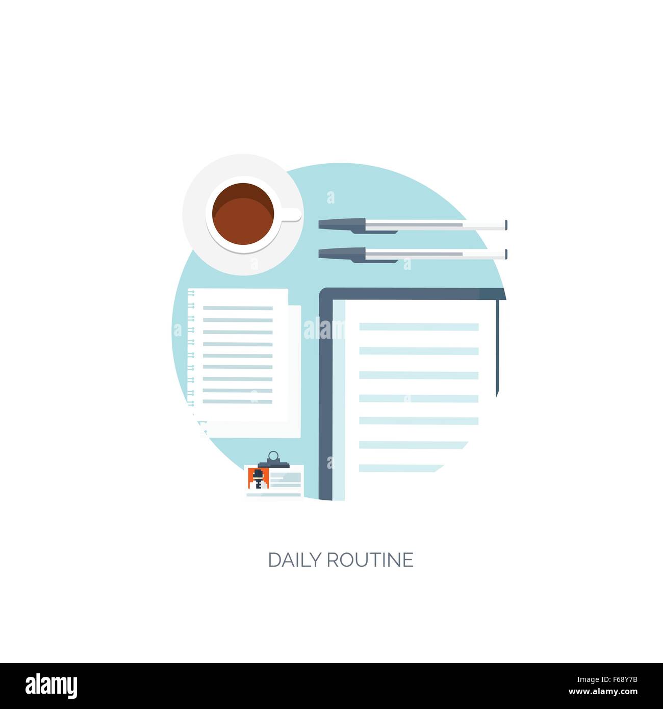 Vector illustration. Workplace. Office. Daily routine. Online jobs ...