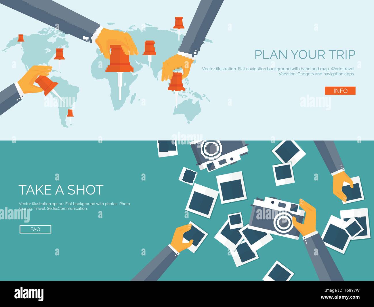 Vector illustration. Flat backgrounds set. Navigation , travelling. Map ...