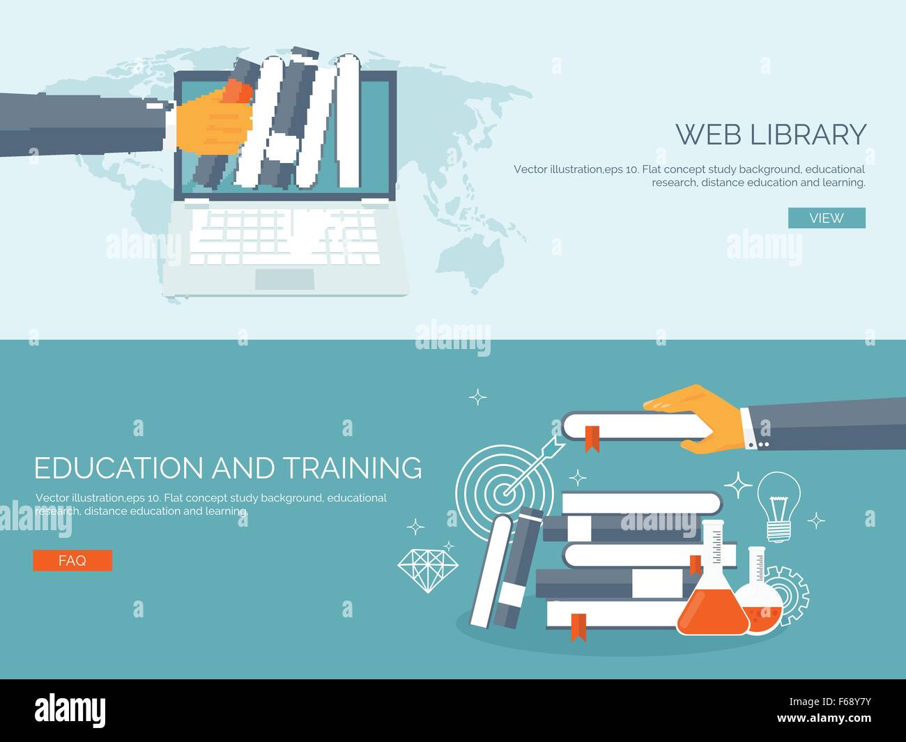 Vector illustration. Flat backgrounds set. Distance education ,learning ...