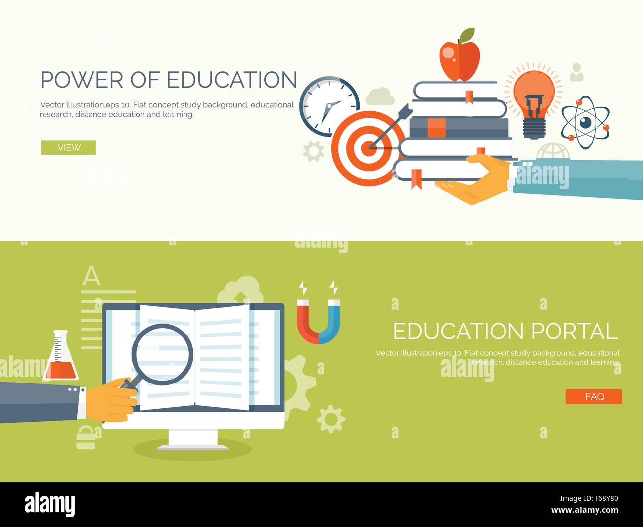 Vector illustration. Flat backgrounds set. Distance education ,learning ...