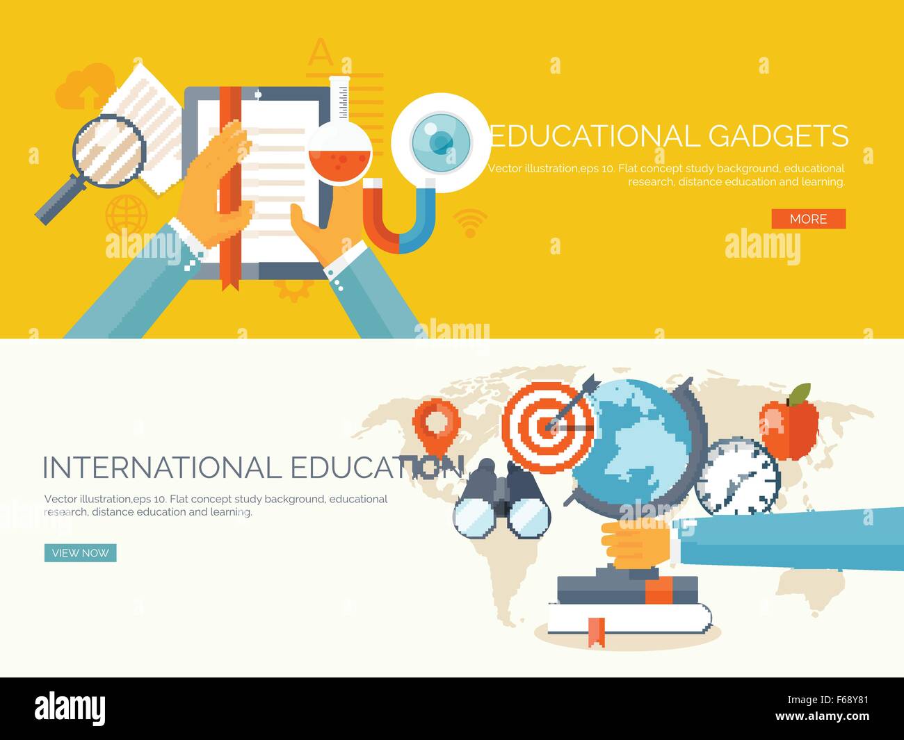 Vector illustration. Flat backgrounds set. Distance education ,learning ...