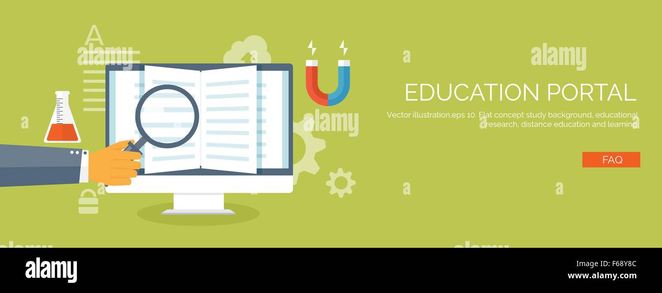 Vector illustration. Flat backgrounds set. Distance education ,learning ...