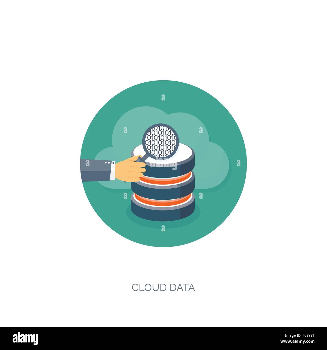 Vector illustration. Flat cloud computing background. Data storage ...