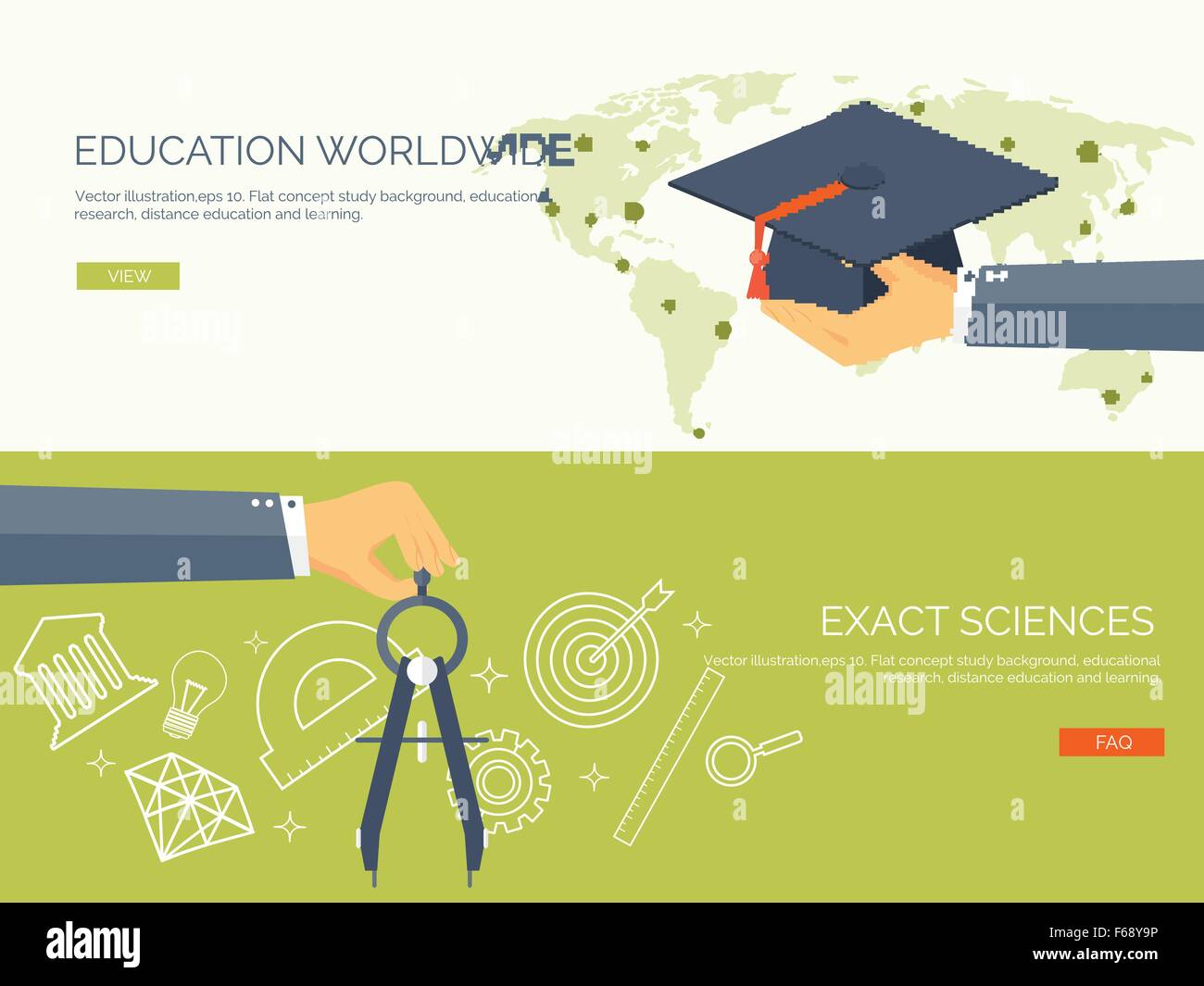Vector illustration. Flat backgrounds set. Distance education ,learning ...