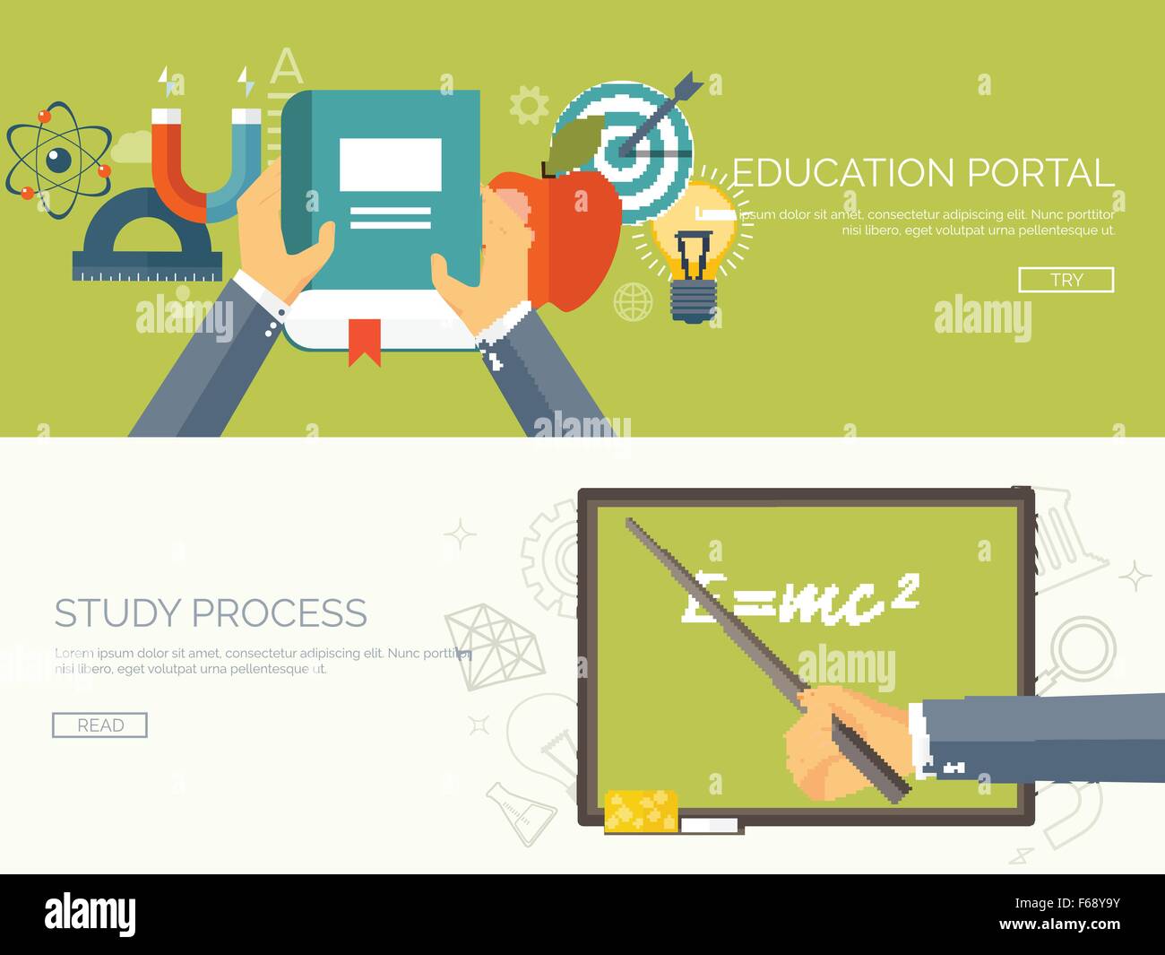 Vector illustration. Flat backgrounds set. Distance education ,learning ...