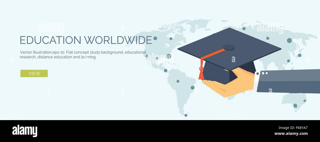 Vector illustration. Flat backgrounds set. Distance education ,learning ...