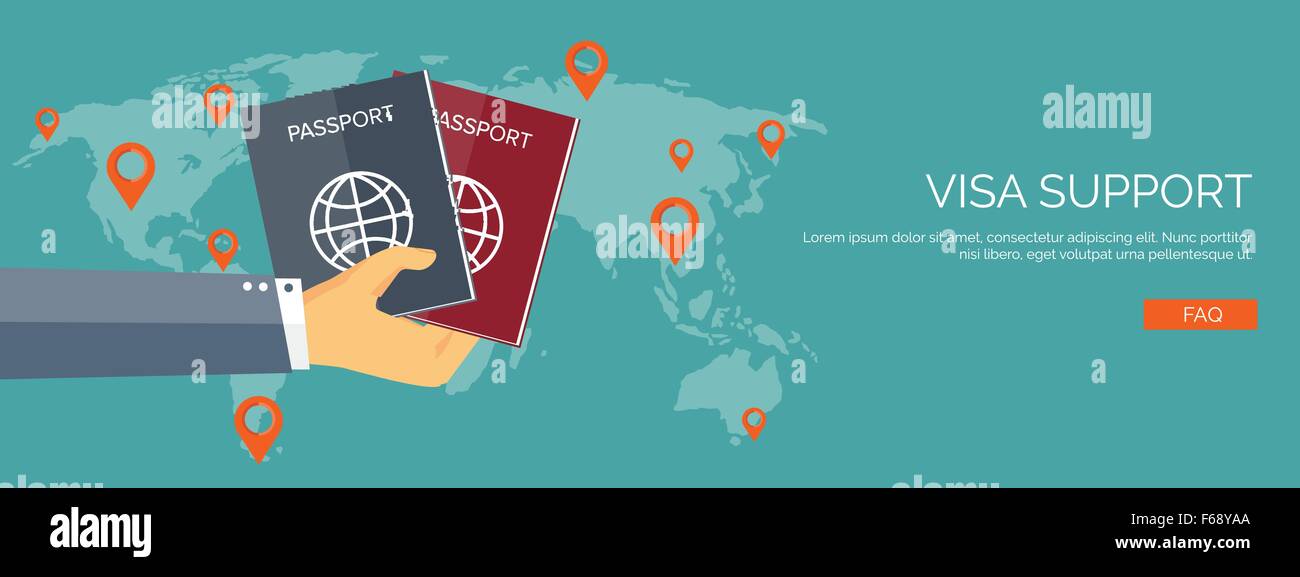 Vector illustration. Flat travel background. Tourism , visa support ...