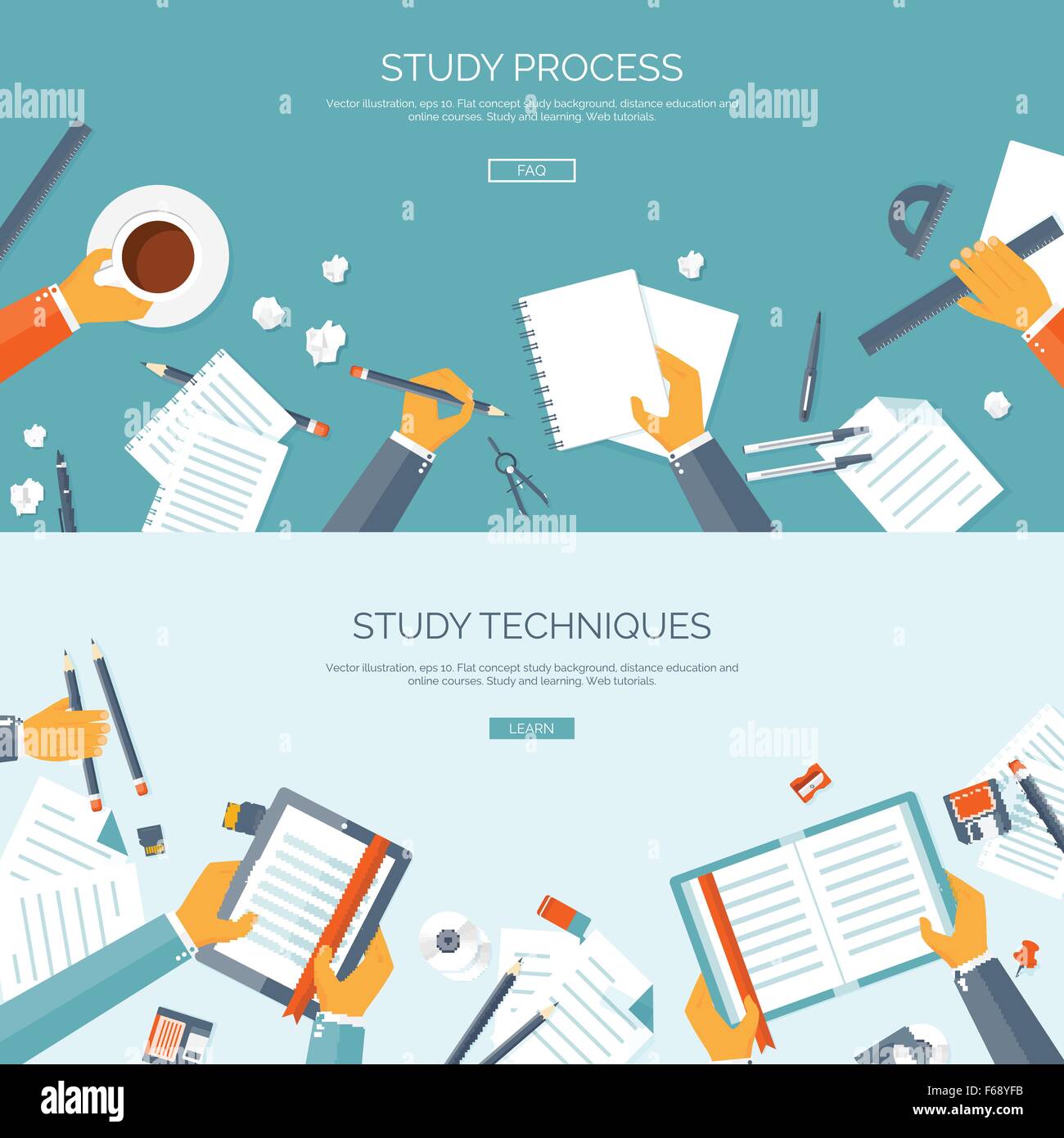 Vector illustration. Flat backgrounds set. Distance education ,learning ...