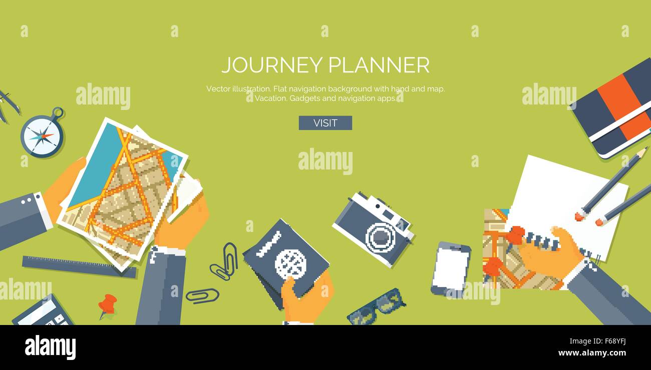 Vector illustration. Flat header. Navigation , travelling. Map pointer ...