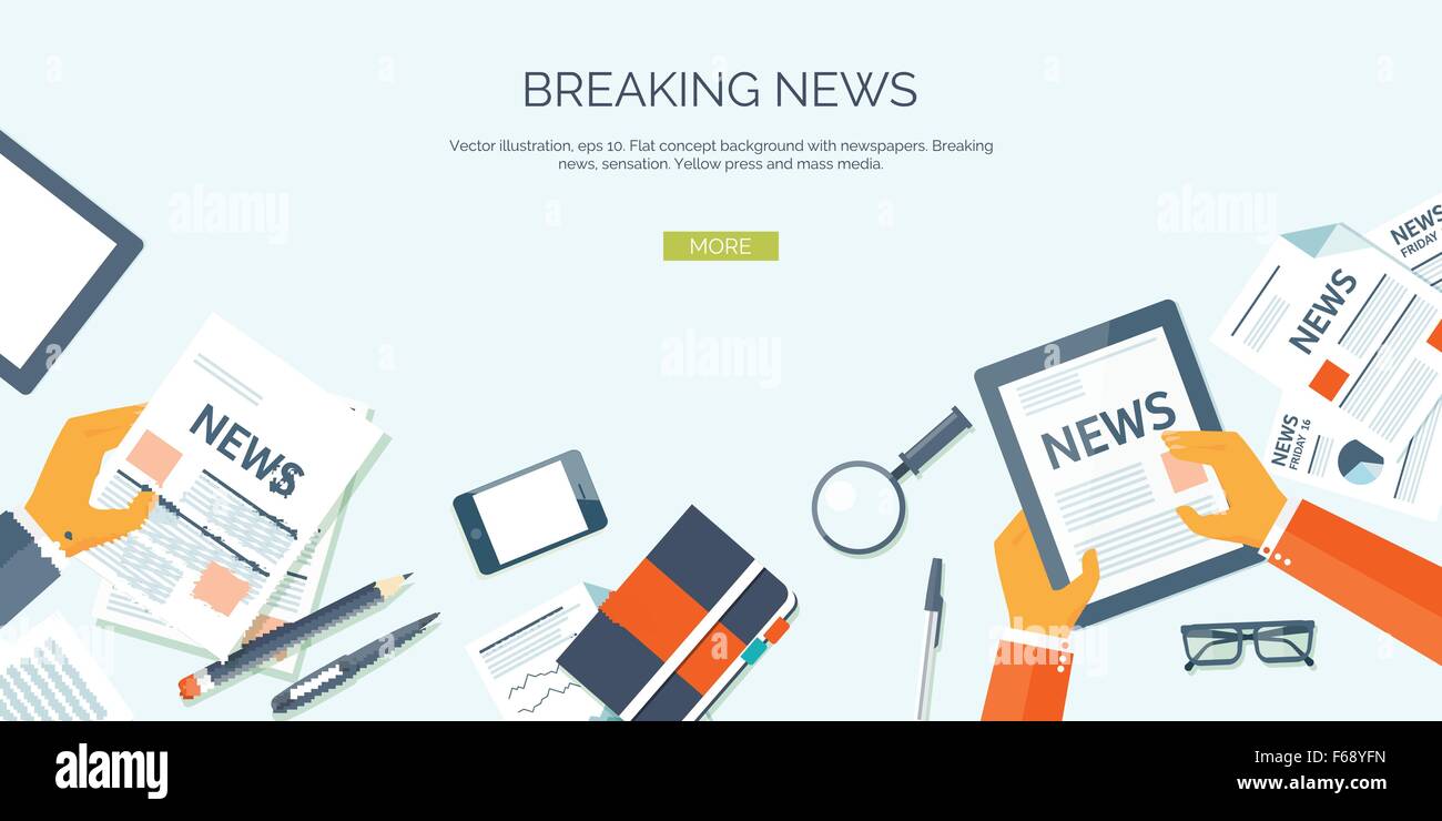 Vector illustration. Flat header. Online news. Newsletter , information ...