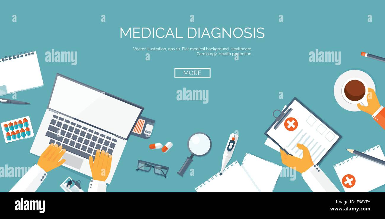 Vector illustration. Flat header. Medical background. First aid ...