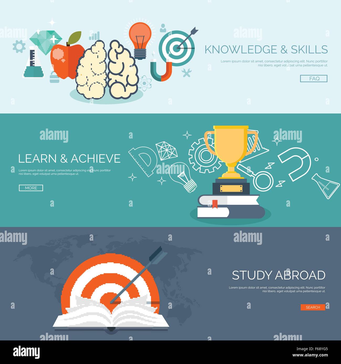 Vector illustration. Flat backgrounds set. Distance education ,learning ...