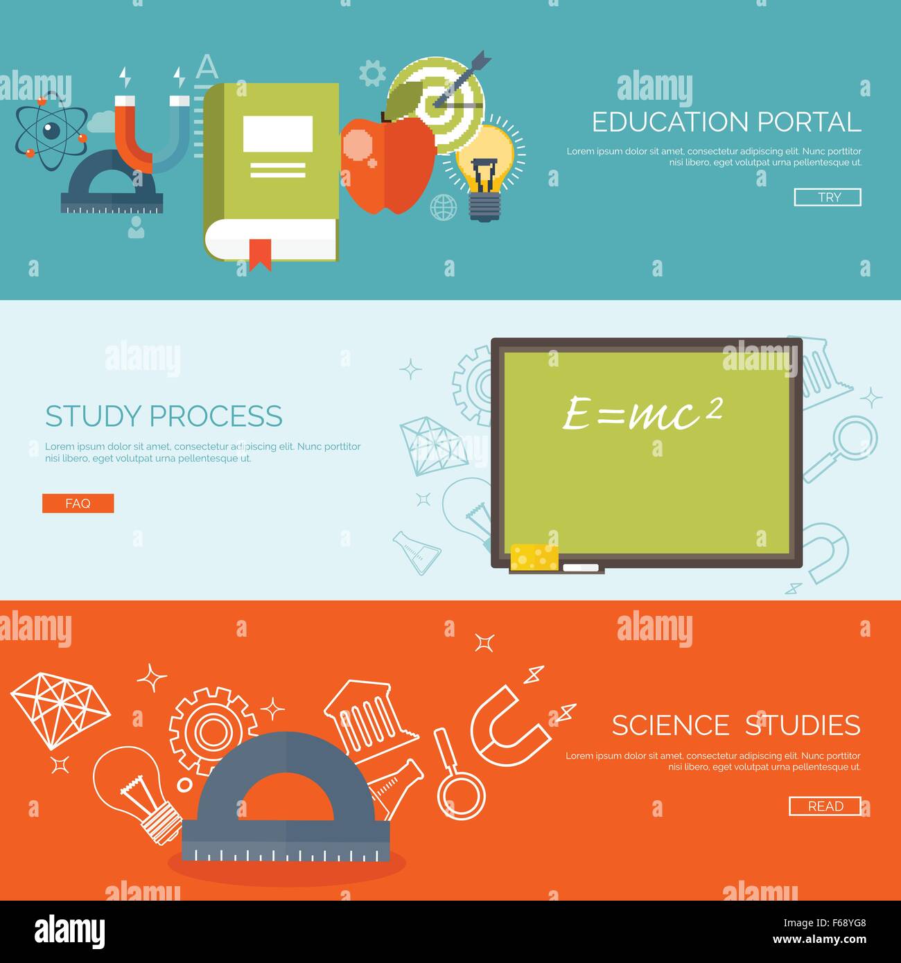 Vector illustration. Flat backgrounds set. Distance education ,learning ...