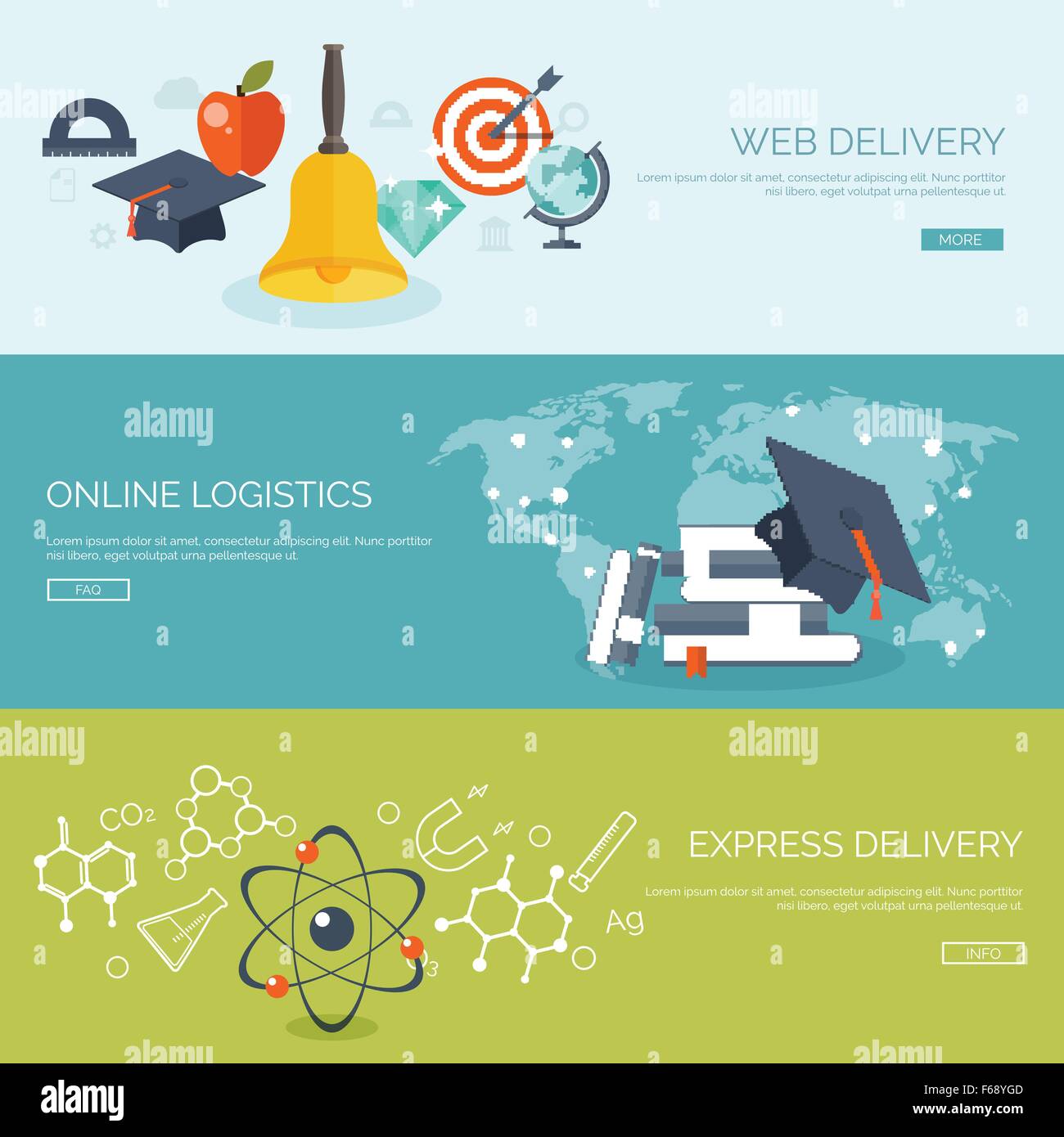 Vector illustration. Flat backgrounds set. Distance education ,learning ...