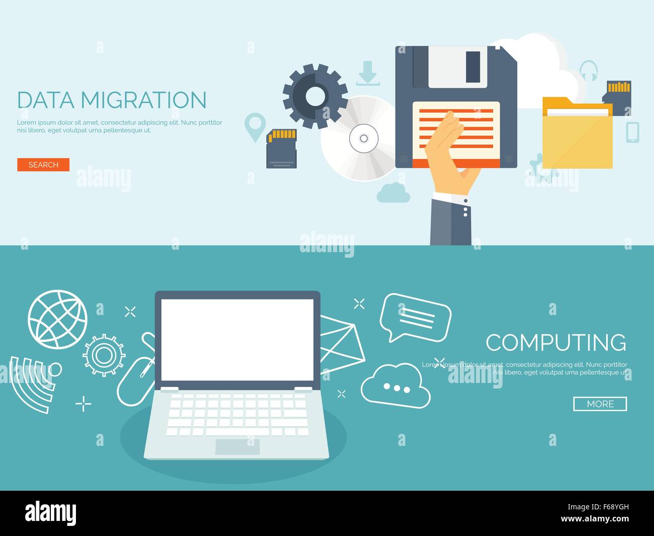 Vector illustration. Flat background. Computing, cloud technology. Data ...