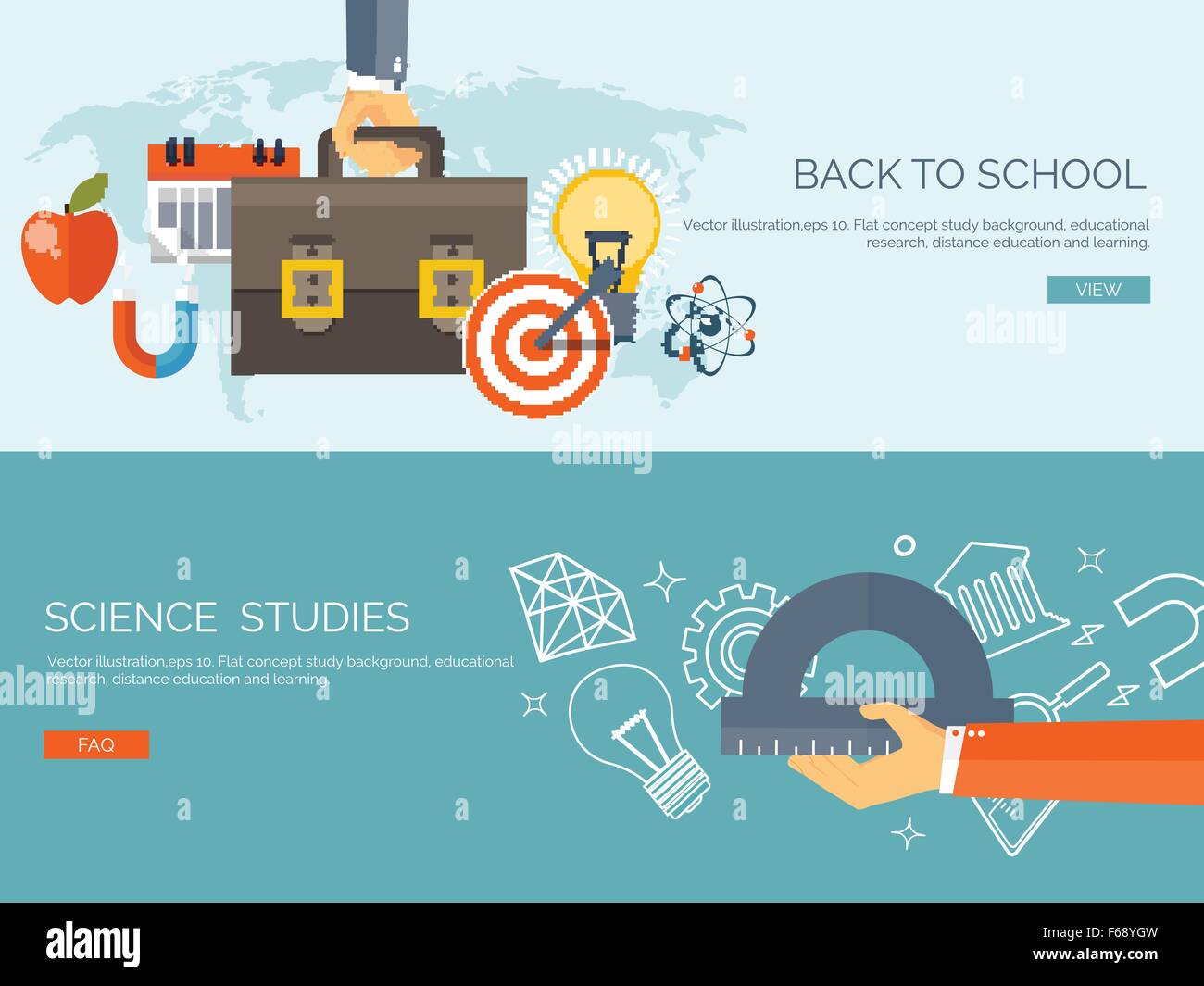 Vector illustration. Flat backgrounds set. Distance education ,learning ...