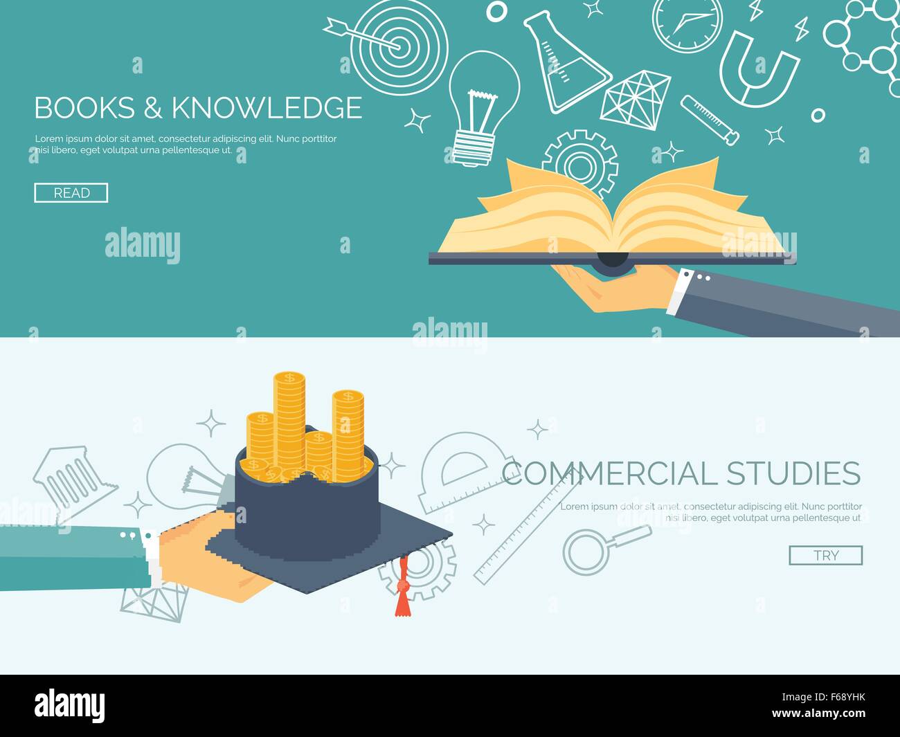 Vector illustration. Flat backgrounds set. Distance education ,learning ...