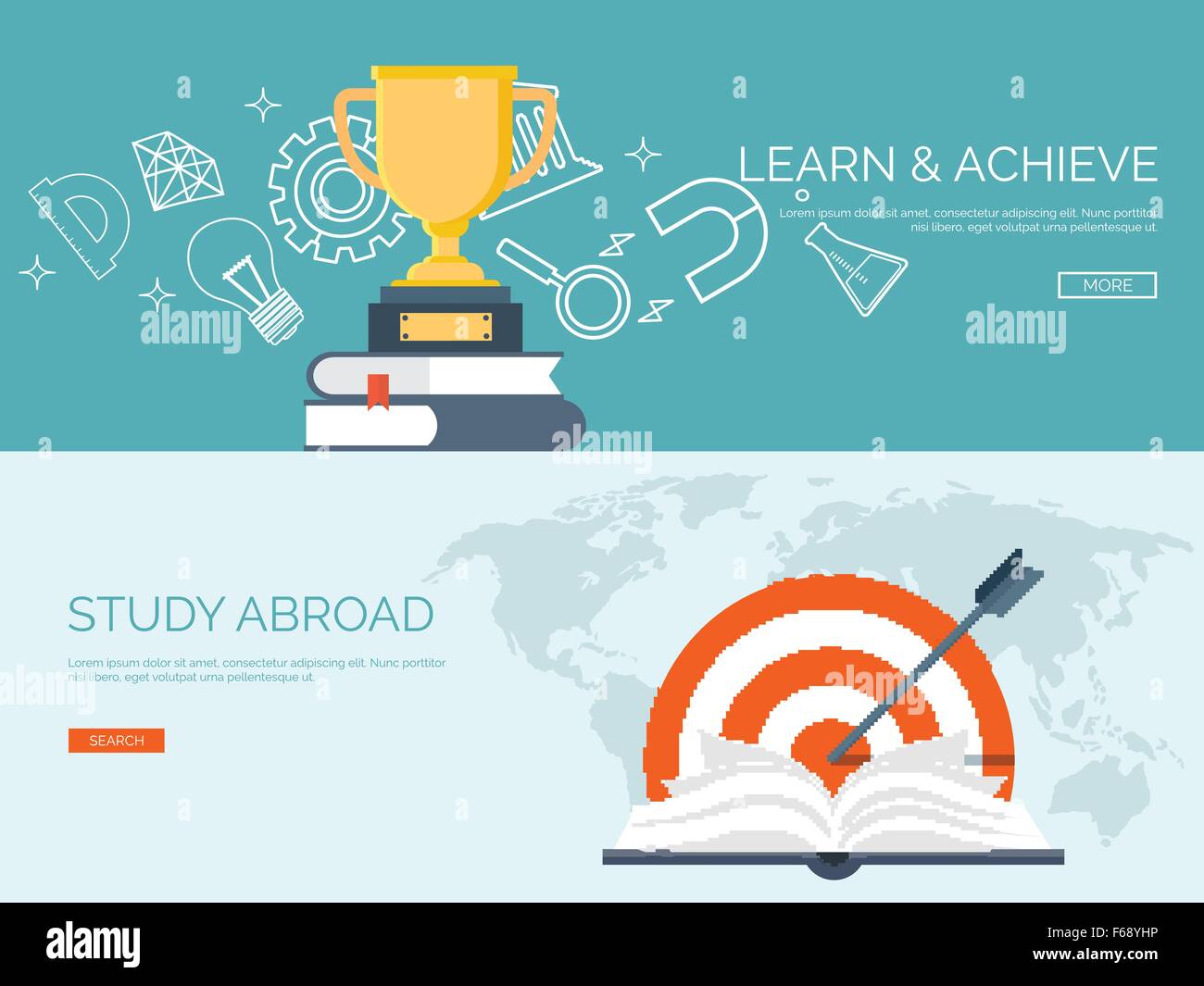 Vector illustration. Flat backgrounds set. Distance education ,learning ...