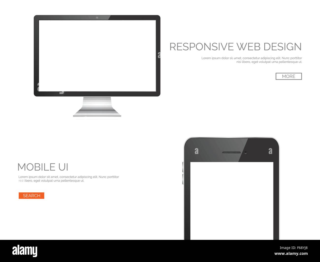 Vector illustration. Realisticmonitor , smartphone. Adaptive ui ...