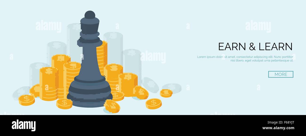 Vector illustration. Flat background with chess , golden coins. Money ...