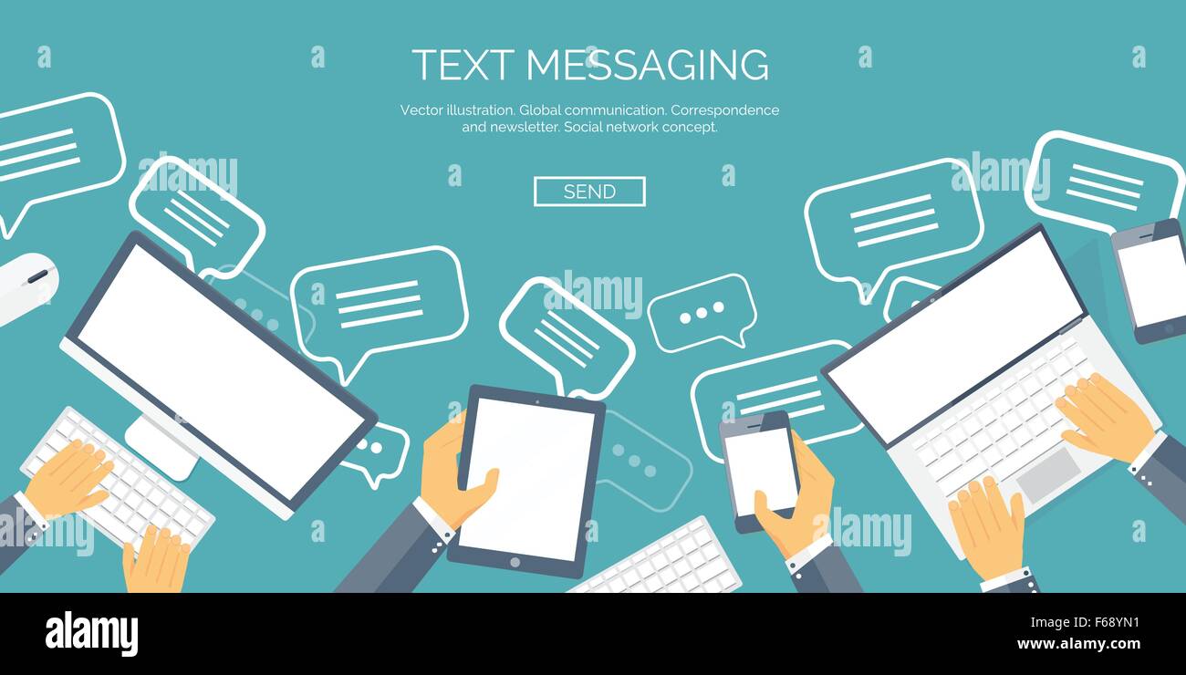 Vector illustration. Global communication. Social network ,chatting ...