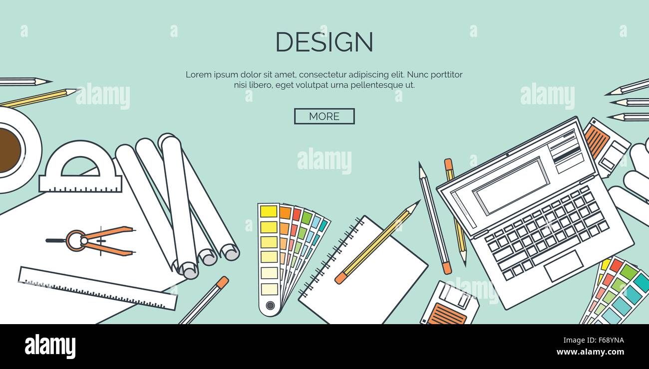 Vector illustration. Flat architectural project. Teamwork. Building and ...