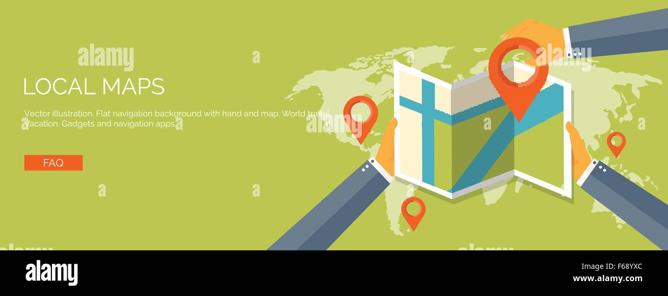 Vector illustration. Flat background. Navigation ,traveling. Map ...