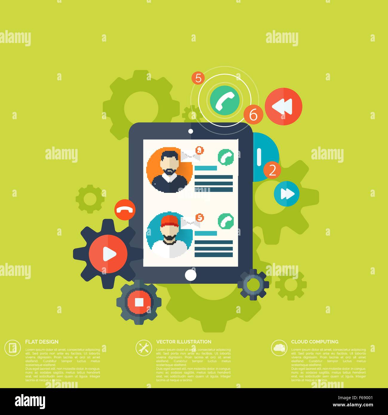 Flat tablet icon. Communication concept. Social media Stock Vector ...