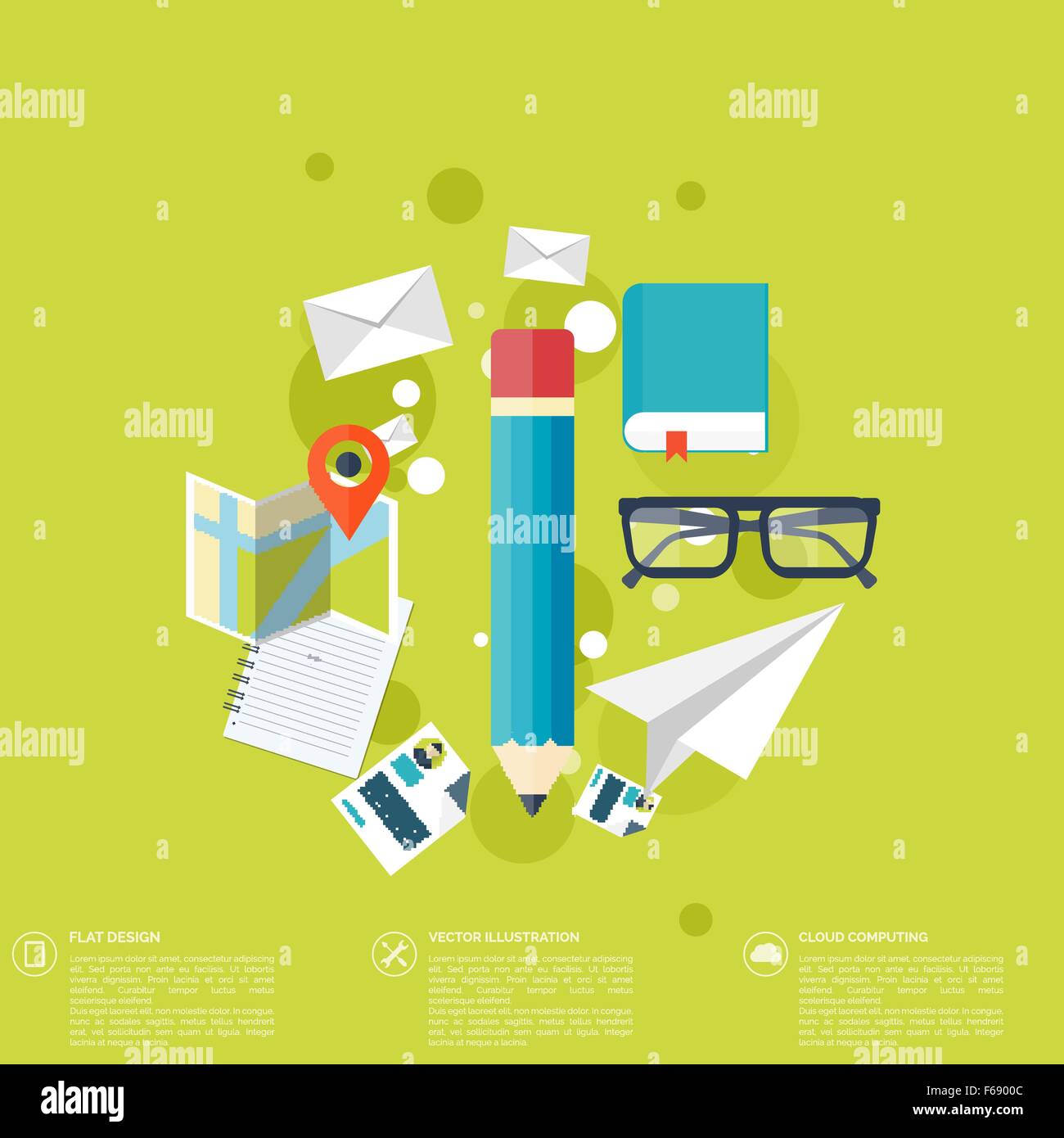 Flat background with papers.Temwork concept. Global communication and ...
